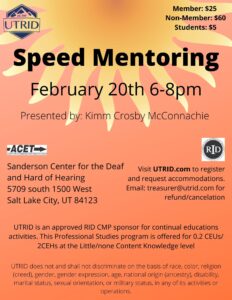Speed Mentoring | Student Workshop Feb 20, 2020 – UTRID