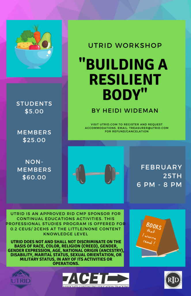 Student Involvement Workshop- Building a Resilient Body – UTRID